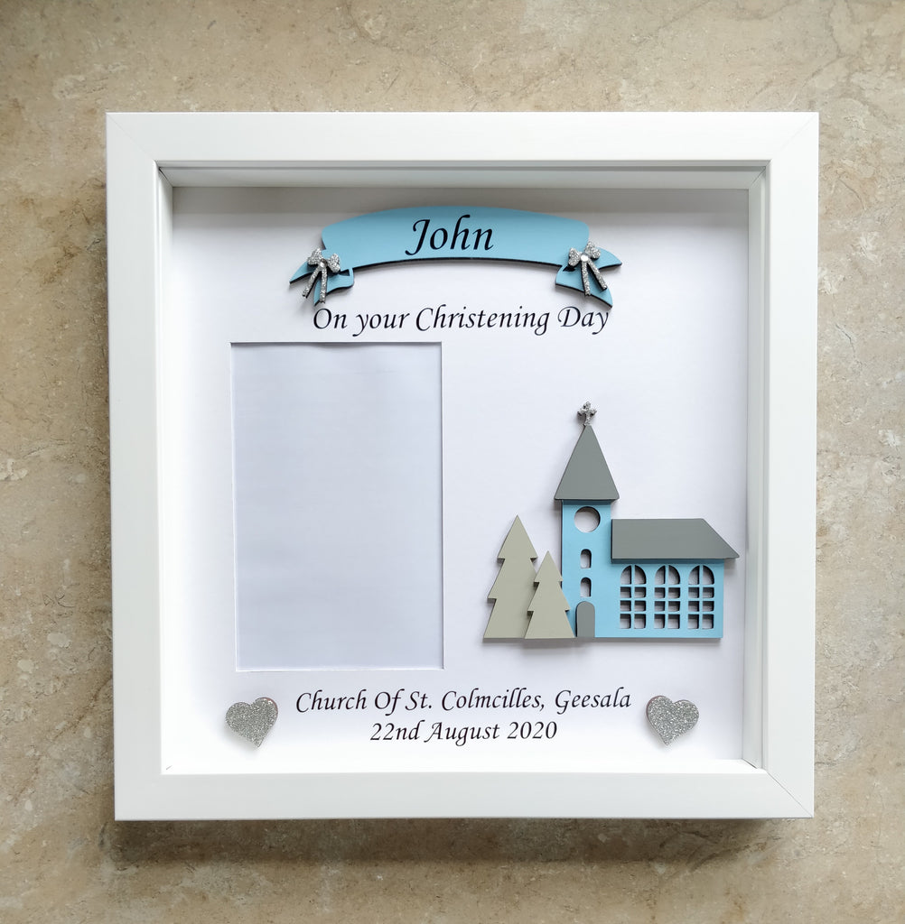 Personalised Christening frame with space for a picture – Life-in-Frames