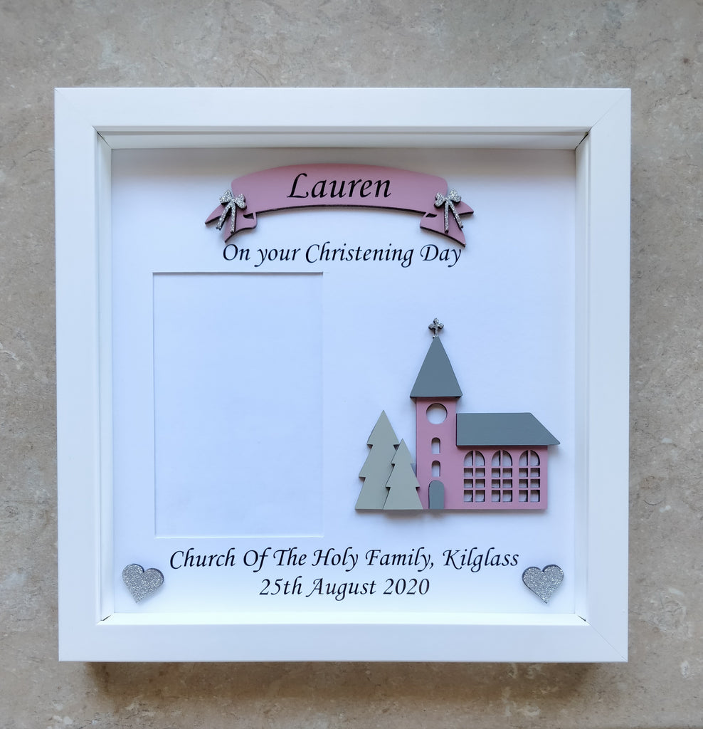 Personalised Christening frame with space for a picture – Life-in-Frames
